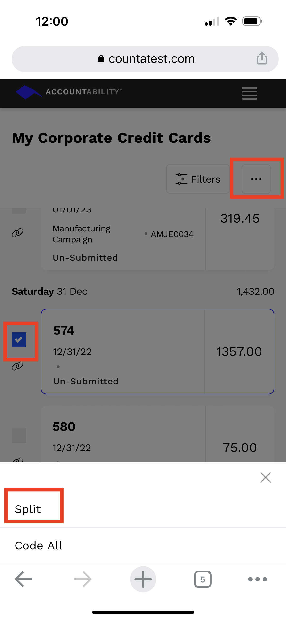 My corporate credit cards mobile web