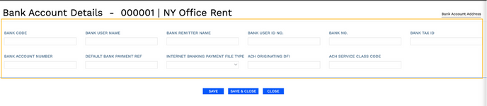 How to setup banking details on a GL account