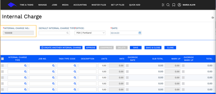 How to create an Internal Charge