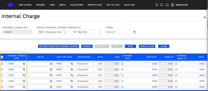 How to create an Internal Charge