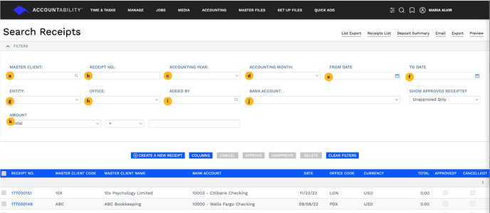 Receipts - Search for a Receipt