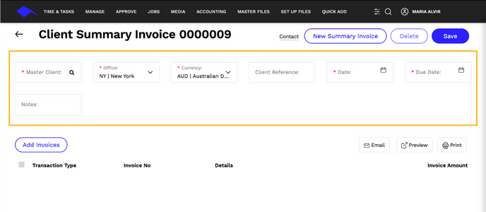 How to create a client summary invoice
