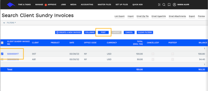How to post and unpost a Client Sundry Invoice