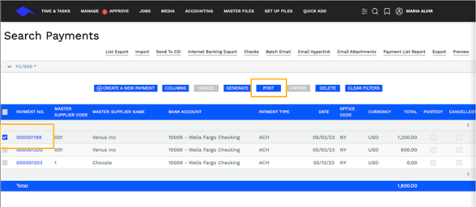 How to post and unpost a Payment