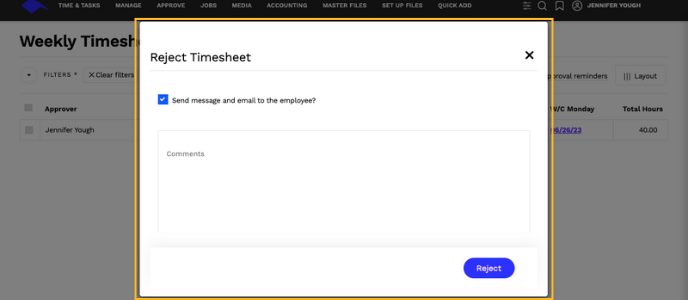 How to approve, reject or reassign a Weekly Timesheet