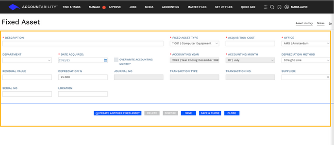 How to create Fixed Assets