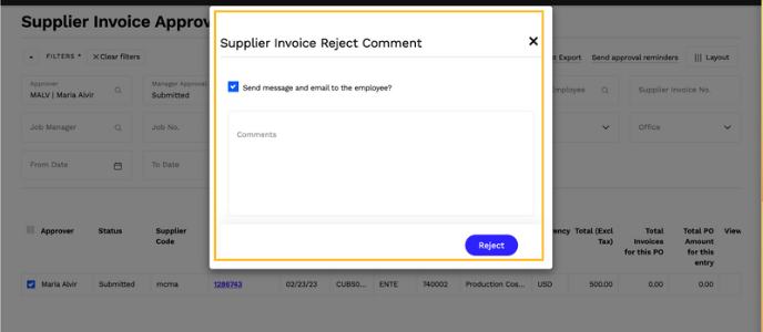 How to approve, reject or reassign a Supplier Invoice