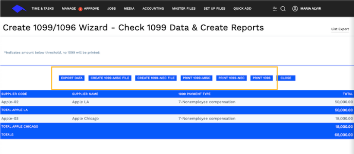 How to create a 1099/1096 report
