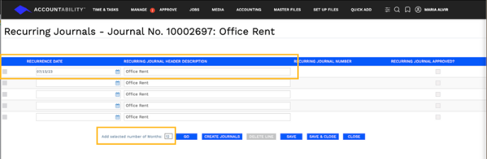 How to create a Recurring Journal