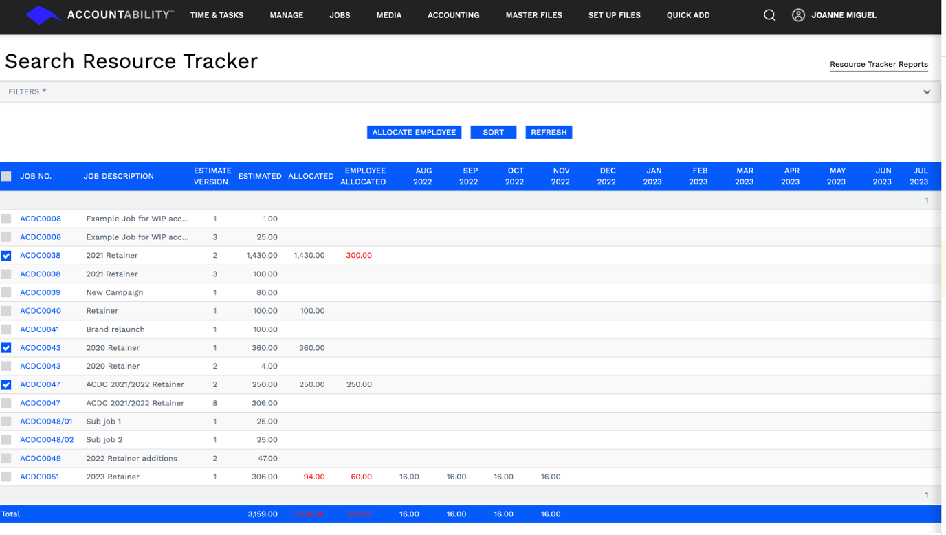 How to allocate employees to resource tracker