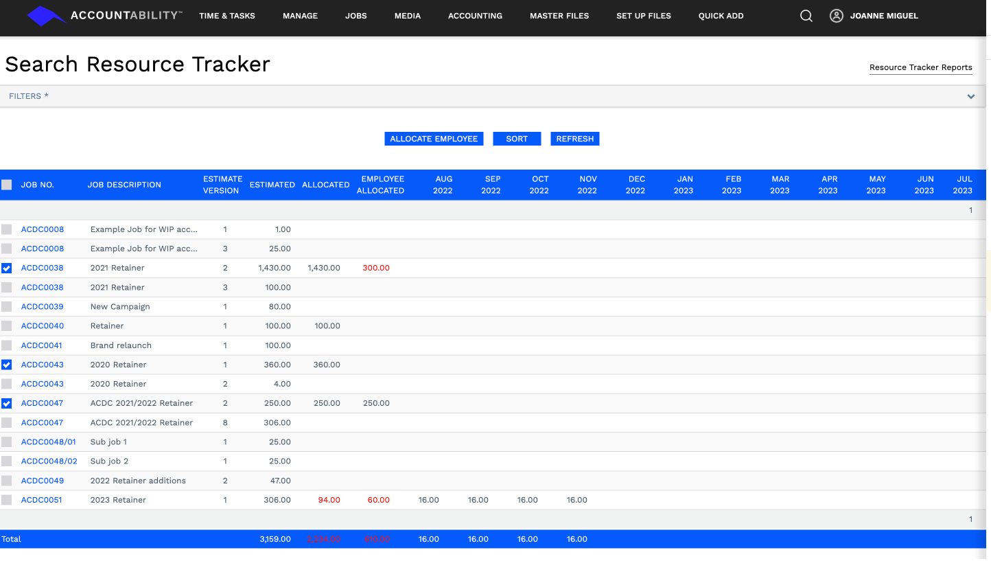 How to allocate employees to resource tracker