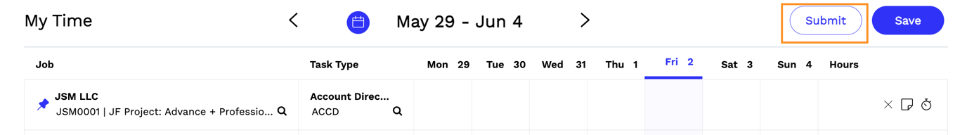 Weekly timesheet submission