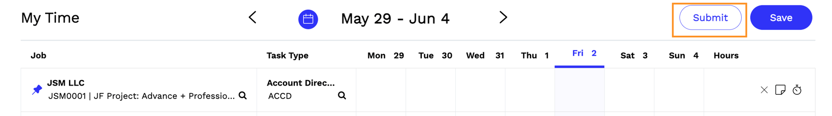 Weekly timesheet submission
