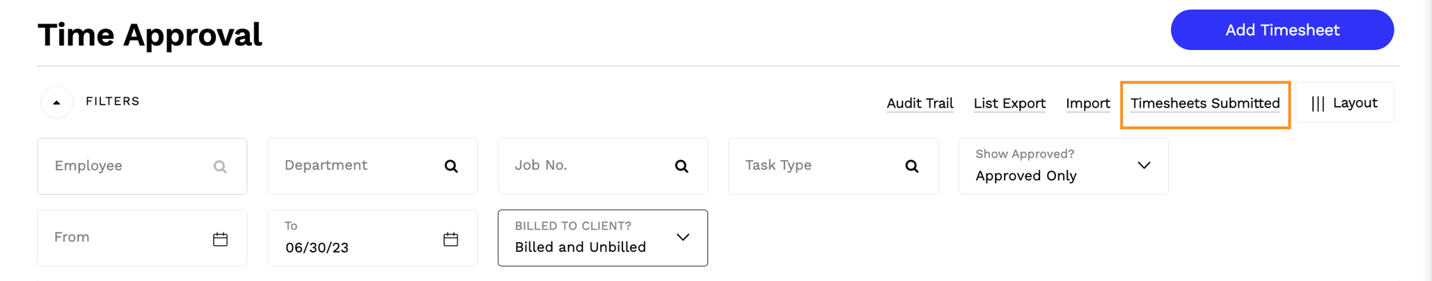 Weekly timesheet submission