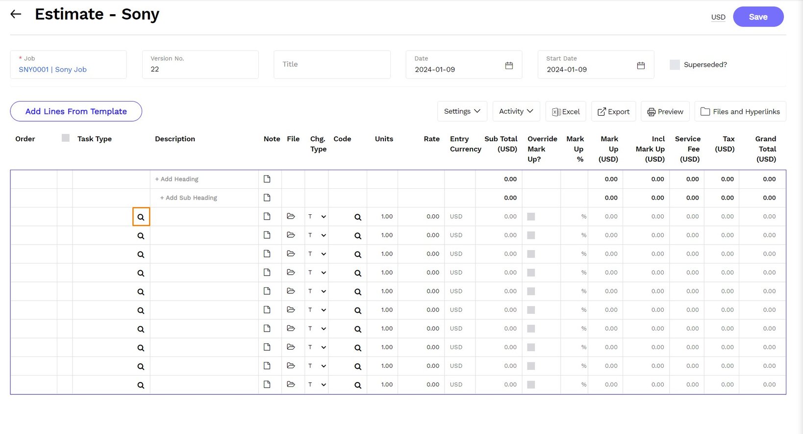 How to create a freeform estimate