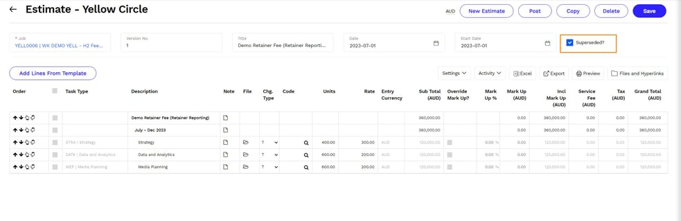 How to edit an existing estimate