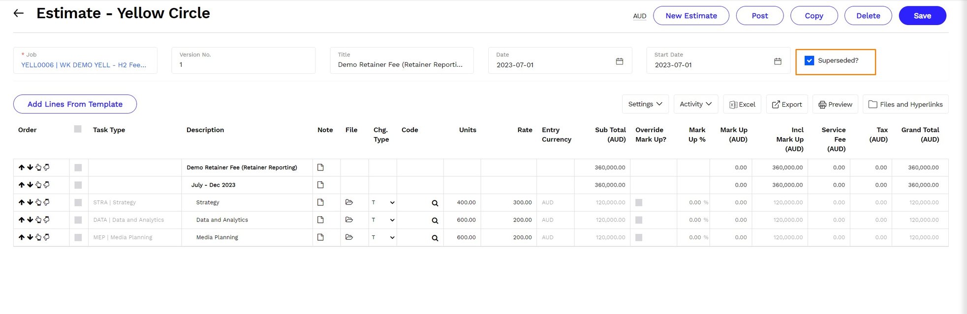 How to edit an existing estimate
