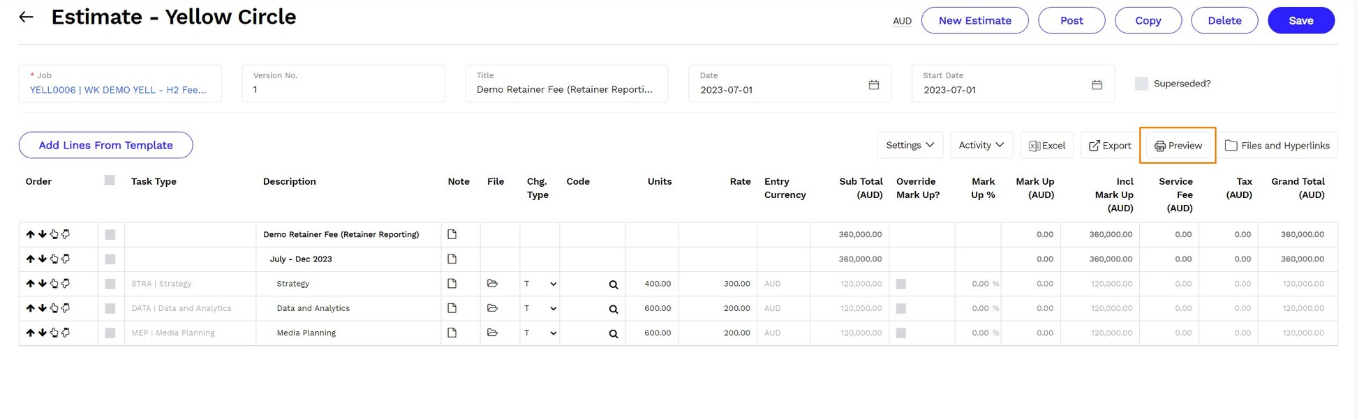 How to dispatch an Estimate