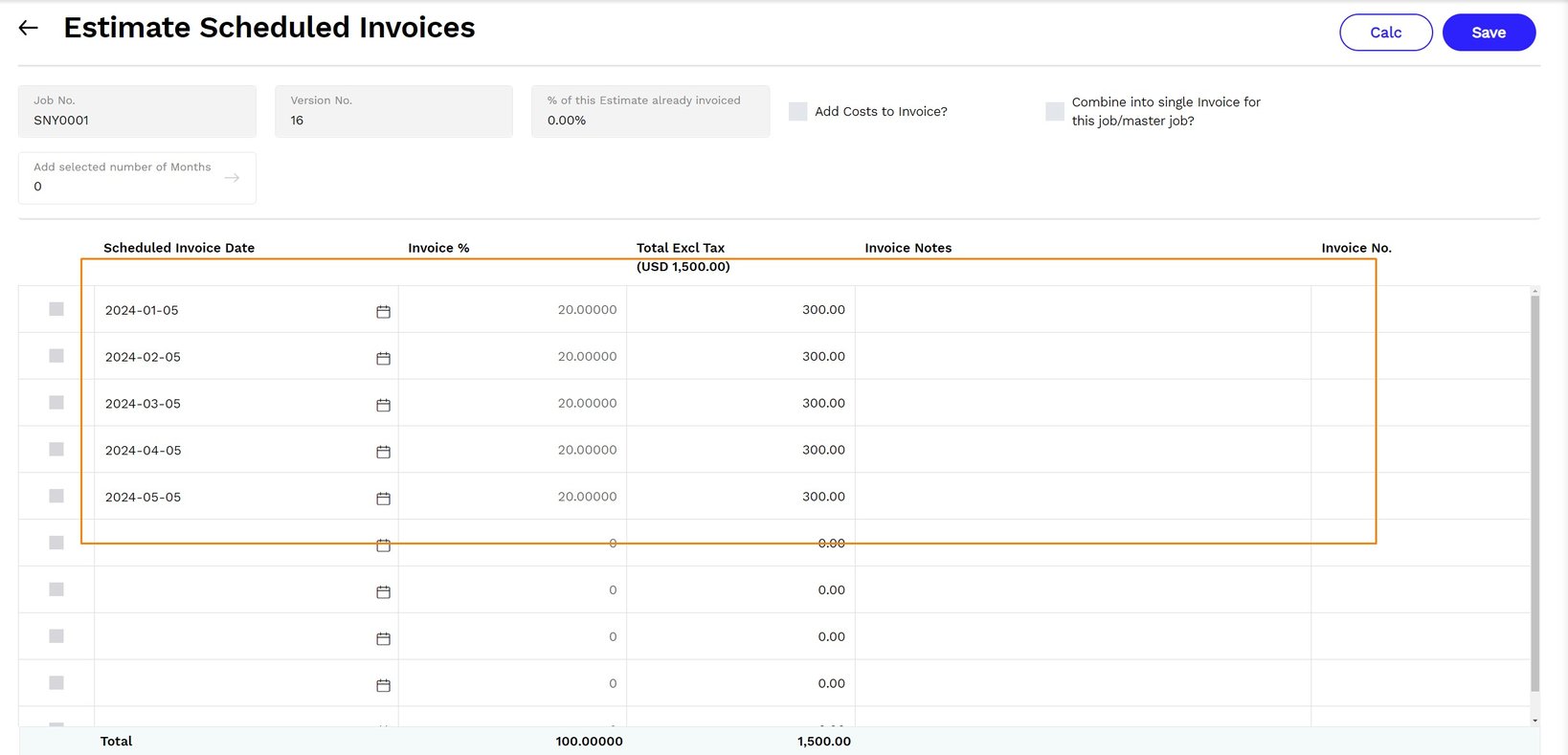 How to schedule invoicing of an estimate