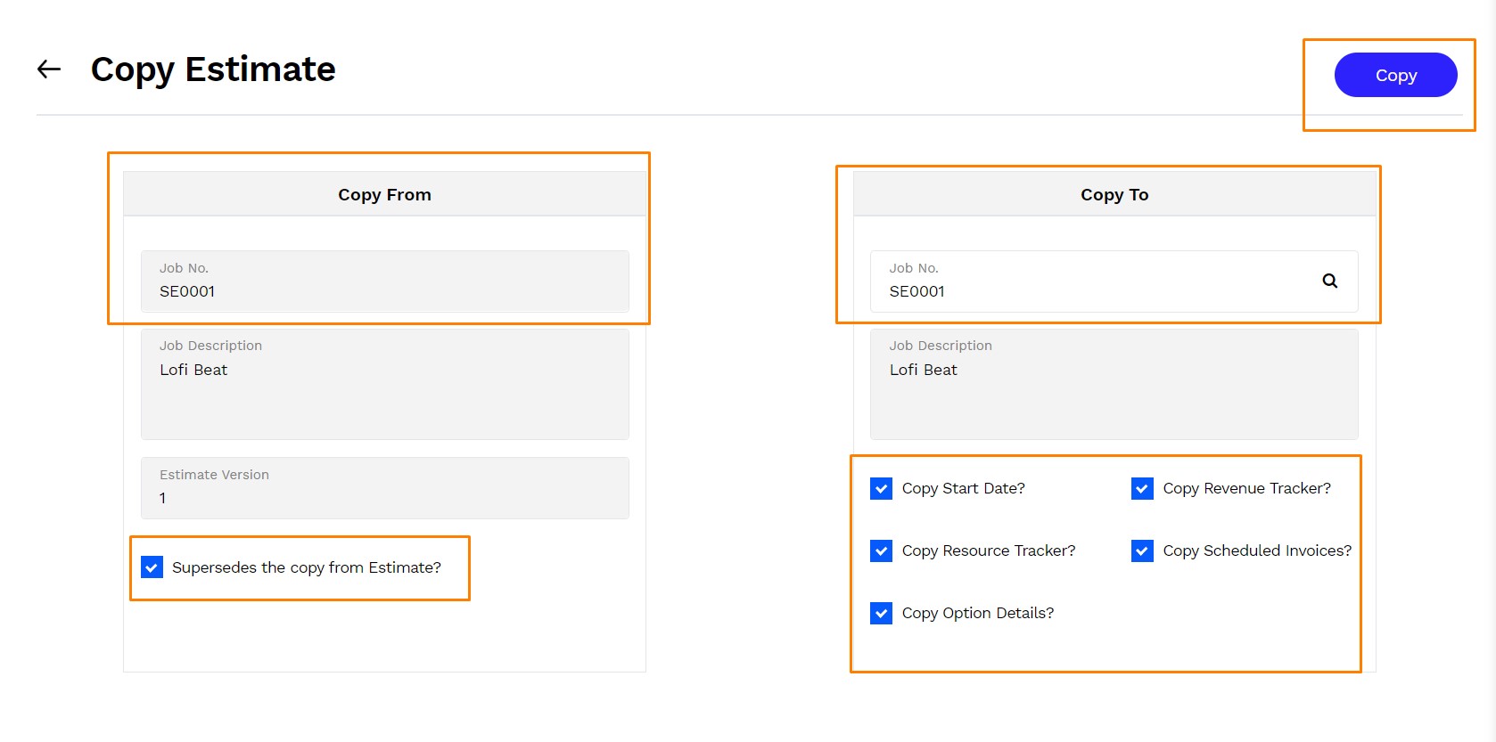 How to copy an existing estimate