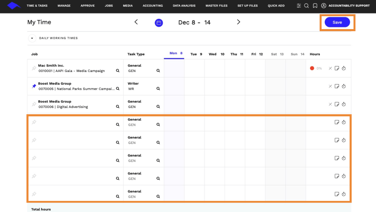 How to Add Lines on Your Timesheet