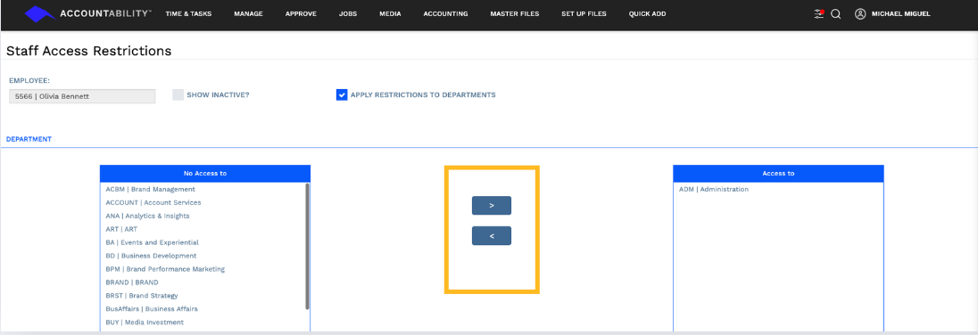 Add or Remove Employee Department Restrictions