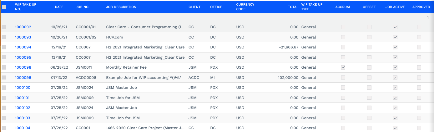 WIP Takeups - How to Approve and Unapprove