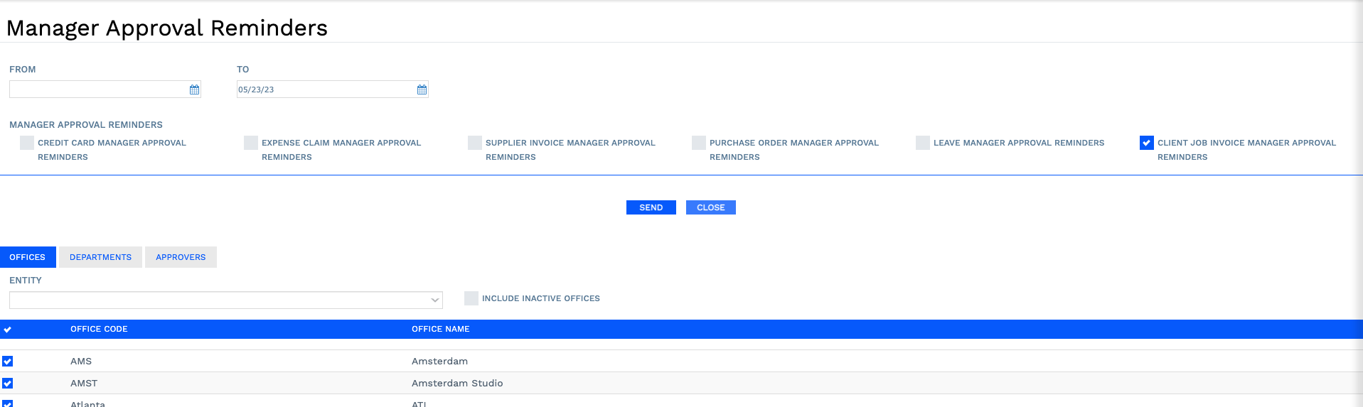 How to send client job invoices approval reminder for managers